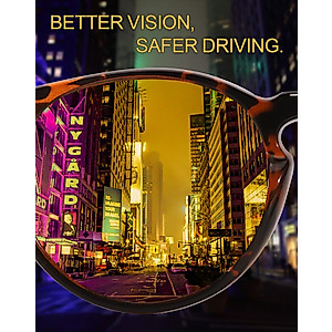 LVIOE Night Driving Glasses Ultralight Round Yellow Polarized Night Vision Glasses Ideal for Low Light Conditions LN576