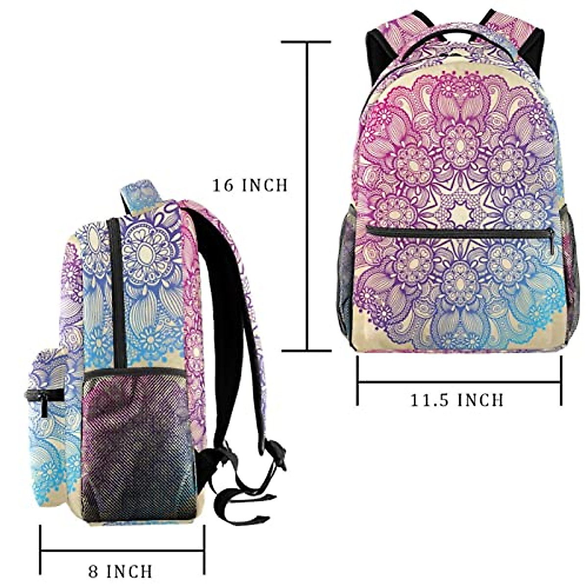 VBFOFBV Lightweight Casual Laptop Backpack for Men and Women, Purple Blue Ethnic Mandala Retro