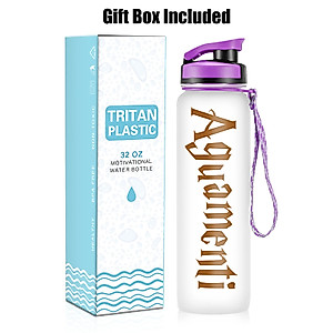 LEADO 32 oz 1 Liter Motivational Tracking Water Bottle with Times to Drink - Aguamenti - Funny Mothers Day, Birthday Gifts for Women, Men, Friends, Coworkers, Mom, Dad, Wife, Husband, Sister