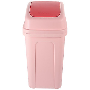 ABOOFAN Shake Lid Trash Can Thicken Trash Bucket Garbage Bin Waste Bins Kitchen Trash with Lid Push Top Garbage Can Bathroom Trashcan Recycling Container Household Office Pp Pink Cream