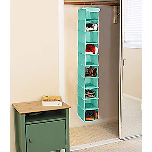Simple Houseware 10 Shelves Hanging Shoes Organizer Holder for Closet w/ 10 Pockets, Turquoise