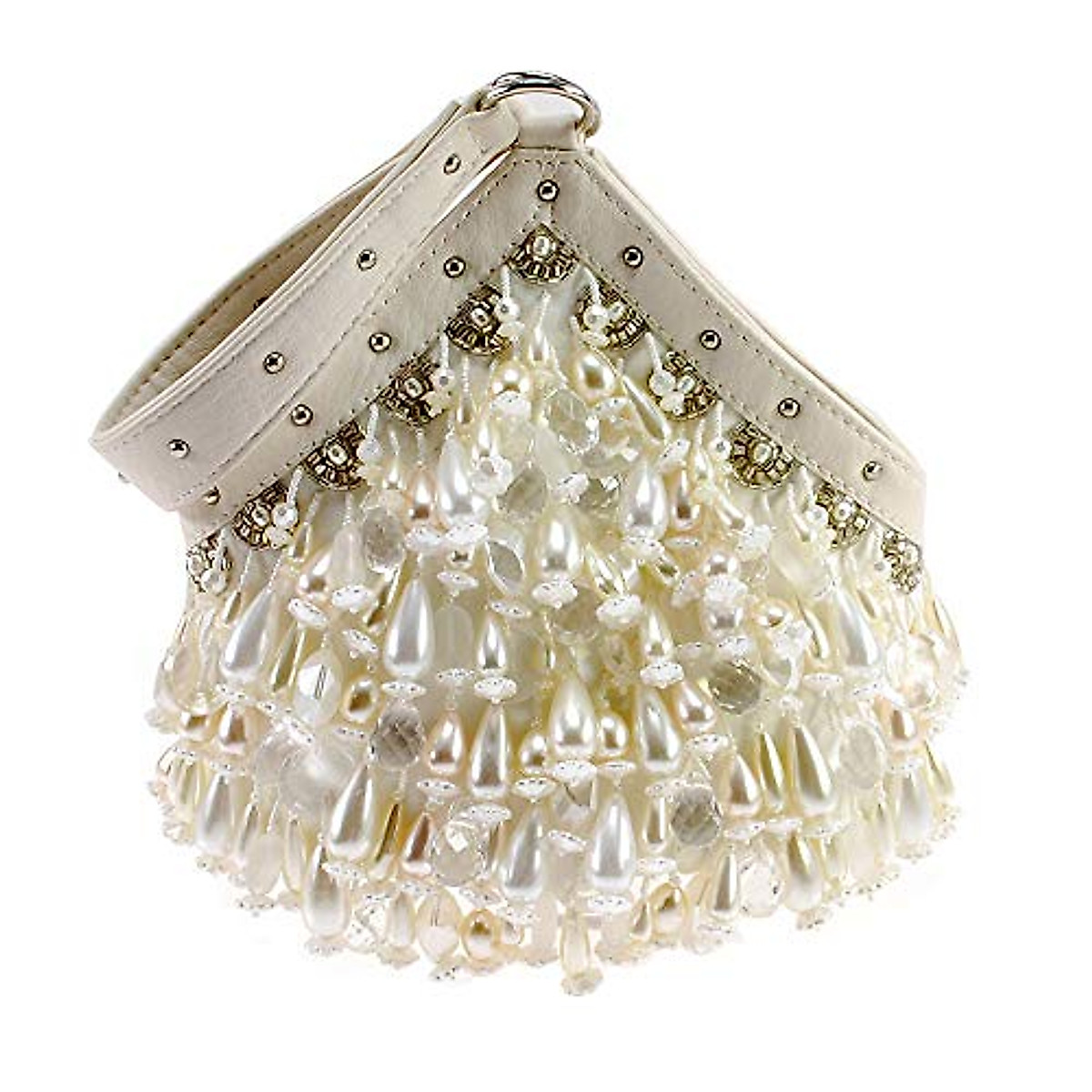 Mary Frances Pearl Persuasion Beaded Bridal Wristlet Handbag, White