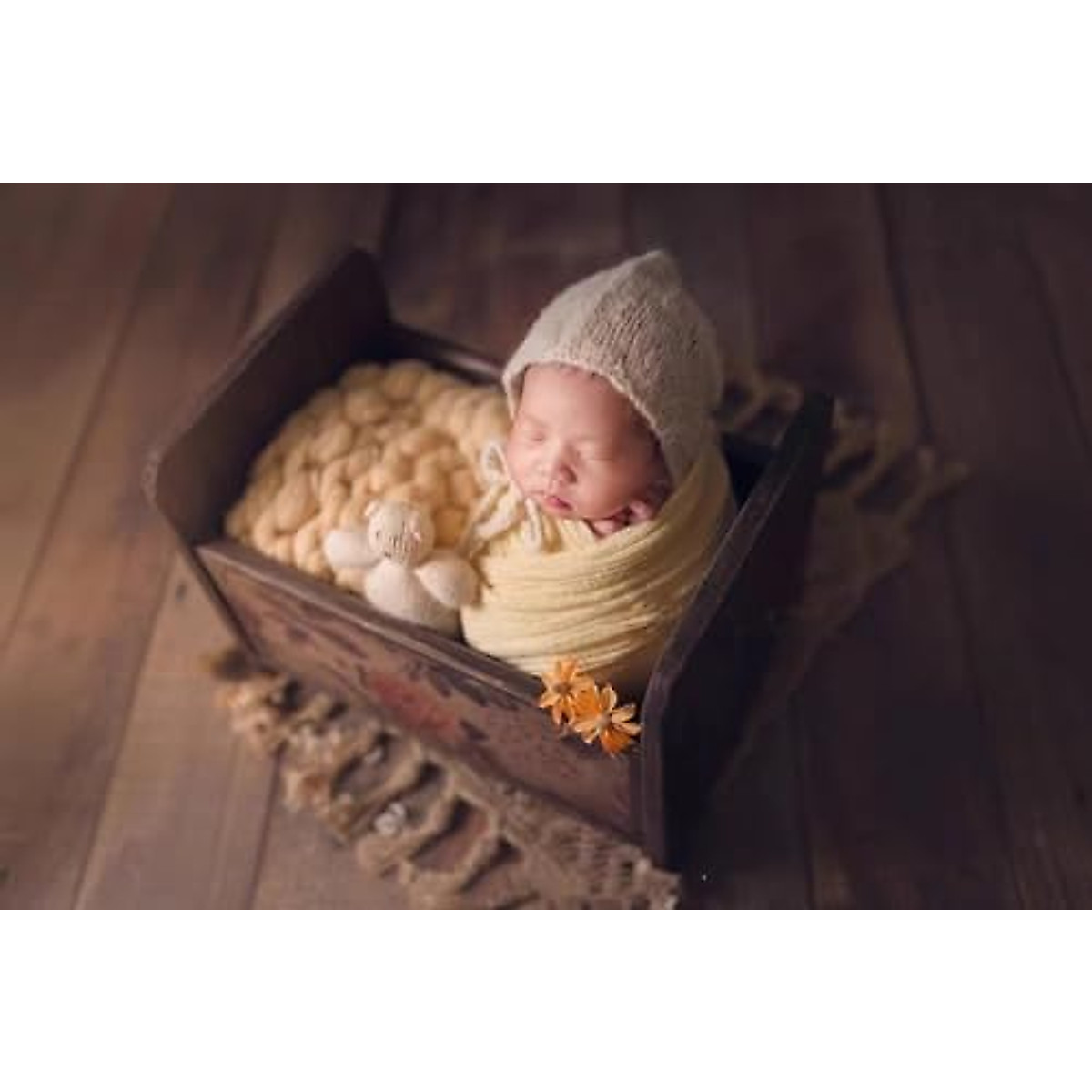 RUZHILING Newborn Baby Photography Stretch Wrap Newborn Photo Blanket Newborn Photography Props for Boy Girl Photoshoot Swaddle (White)