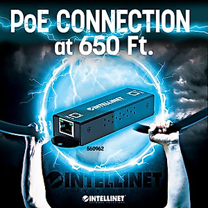 Intellinet 1-Port Indoor Gigabit PoE+ Extender Repeater – 25W Power Budget via Cat5e Cat6 RJ45 Ethernet Network Cables, Daisy-Chain – 3 Yr Mfg Warranty - 560962