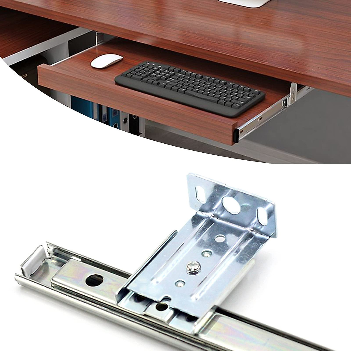 AILILI Sliding Under Desk Keyboard 54/60/70x27cm Under Desk Comfort Keyboard Drawer,Ergonomic,Improve Sitting Posture,Wooden Pallet,for Home Office,Keyboard Tray Under Desk