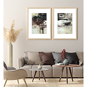 Yaetm 16x20 Picture Frame Matted to 11x14 Set of 2, Natural Solid Oak Wood Frame 16x20 for Photos, Posters & Art Prints, Horizontal and Vertical Wall Mount (2 pack, Oak)