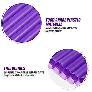 DOITOOL 200Pcs Plastic Straws Disposable Drinking Straw Friendly Straws Purple Straws for Party Wedding Events