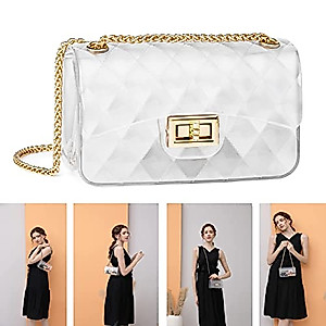 BRIMISKY Clear Bag Semi Transparent Jelly Bag for Women,Lady Fashion Lovely Bag，Shoulder Bag,Transparent Clutch(Semi Transparent-white-Large)