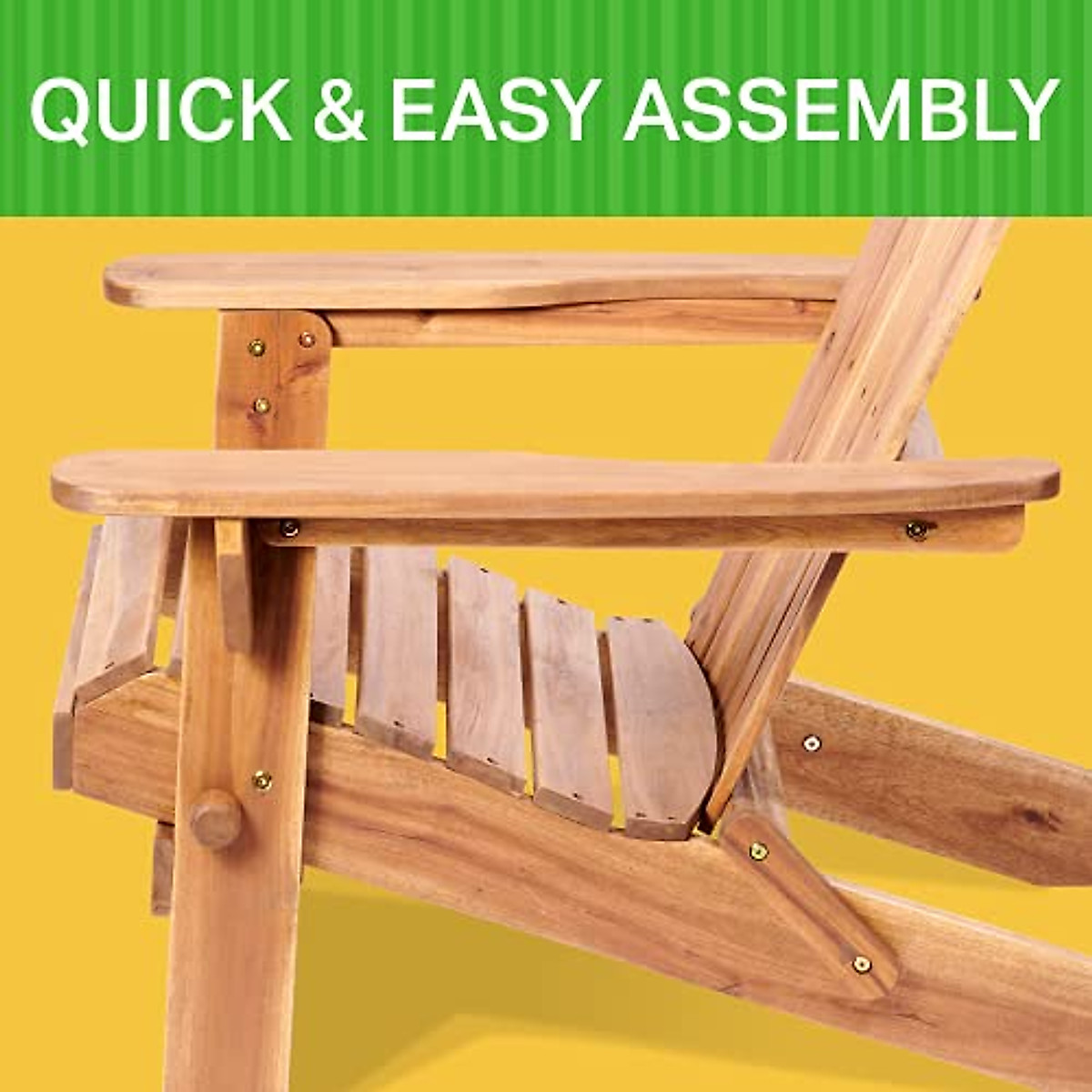 Plant Theatre Wooden Adirondack Chair - Weather Resistant, Acacia Wood, Foldable Fire Pit Chairs for Porch, Deck, Lawn and Campfire - Outdoor Patio Furniture