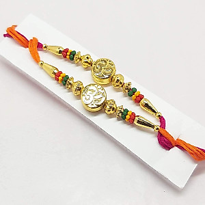 WhopperIndia Set of Two Rakhi, Om Design Rakhi Thread, Raksha bandhan Gift for Your Brother, Color Vary and Multi Design