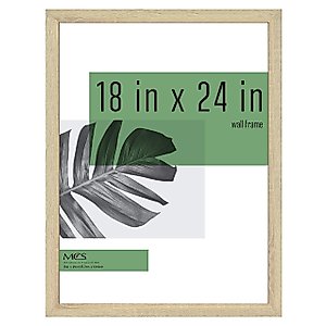 MCS Studio Gallery 18x24 Poster Frame Natural Woodgrain, Vertical & Horizontal Wall Hanging Large Picture Frame for Photos, Posters & Art Prints (1-Pack)