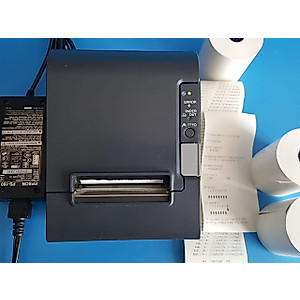 Epson TM-T88IV Model M129H - Dark Gray POS Thermal Receipt Printer USB Port with Epson PS-180 Power Supply & 3 Rolls of Receipt Paper - (Renewed)