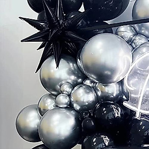 Black Silver Balloon Garland 121PCS Black Star Birthday Party Decoration Anniversary Home Decor