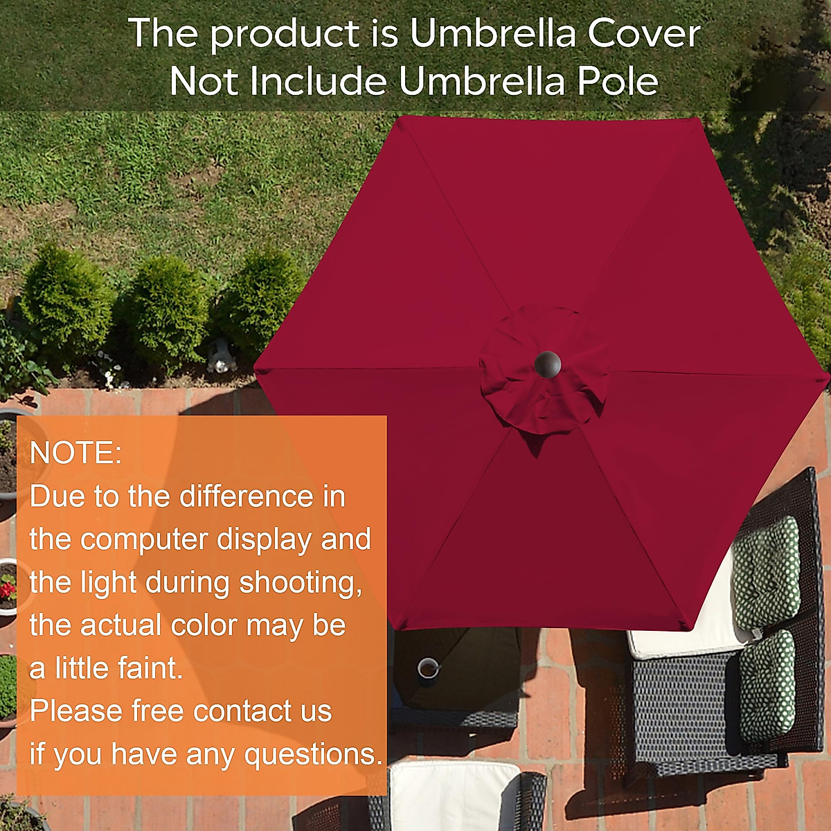EliteShade USA 7.5FT Patio Umbrella Replacement Canopy Market Outdoor Umbrella Cover (CANOPY ONLY)(Burgundy)