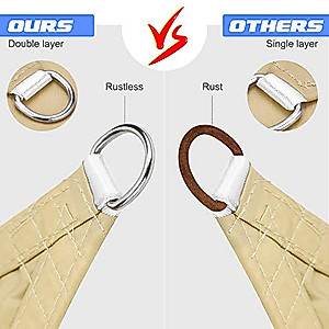 Amazmic Sun Shade Sail Rectangle 10'x10' UV Block Waterproof Canopy Outdoor Activities Patio/Garden/Backyard/Swimming Pools/Carports, Beige