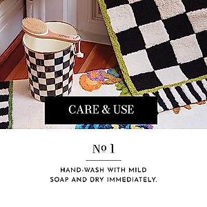 MACKENZIE-CHILDS Courtly Check Enamel Waste Bin, Decorative Trash Can for Bathroom or Bedroom