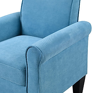 Tiokop Accent Living Room Chairs Modern Linen Fabric Comfy Reading Armchair for Bedroom Small Spaces Apartment Office, Light Blue