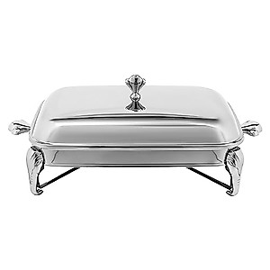CNCEST 2.9L Chafing Dish Buffet Set Server,Stainless Steel Chafing Dishes Oven Safe Glass Rectangle Food Warmer for Parties (Silver)