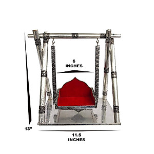 Generic Bhuvika Home Designs Aluminium and Oxodized Pooja JhulaSwingPalnaNand Gopal PalnaLaddu Gopal PalnaKrishna Jhula, Silver