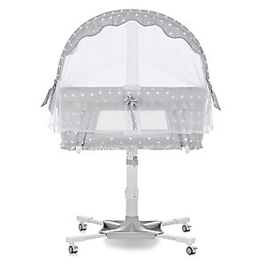 Dream on Me Breeze Swivel Baby Bassinet in Grey, 4 Adjustable Height Positions, Sturdy and Lightweight Portable Bassinet, Breathable Mesh Sides with Waterproof Mattress Pad
