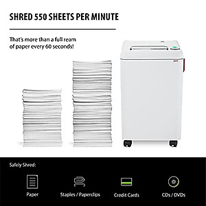 ideal 2503 Strip Cut Centralized Office Paper Shredder, Continuous Operation, 19-21 Sheets, 20 Gallon Bin, Shred Staples/Paper Clips/Credit Cards/CD/DVDs, 3/4 HP Motor, P-2 Security Level