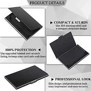 DMFLY Business Card Holder, Slim Business Card Case for Men & Women, Pocket Metal Card Case, Professional Stainless Steel Business Card Holders, Purse Name Card Holder, Buckle Style Shut, Black