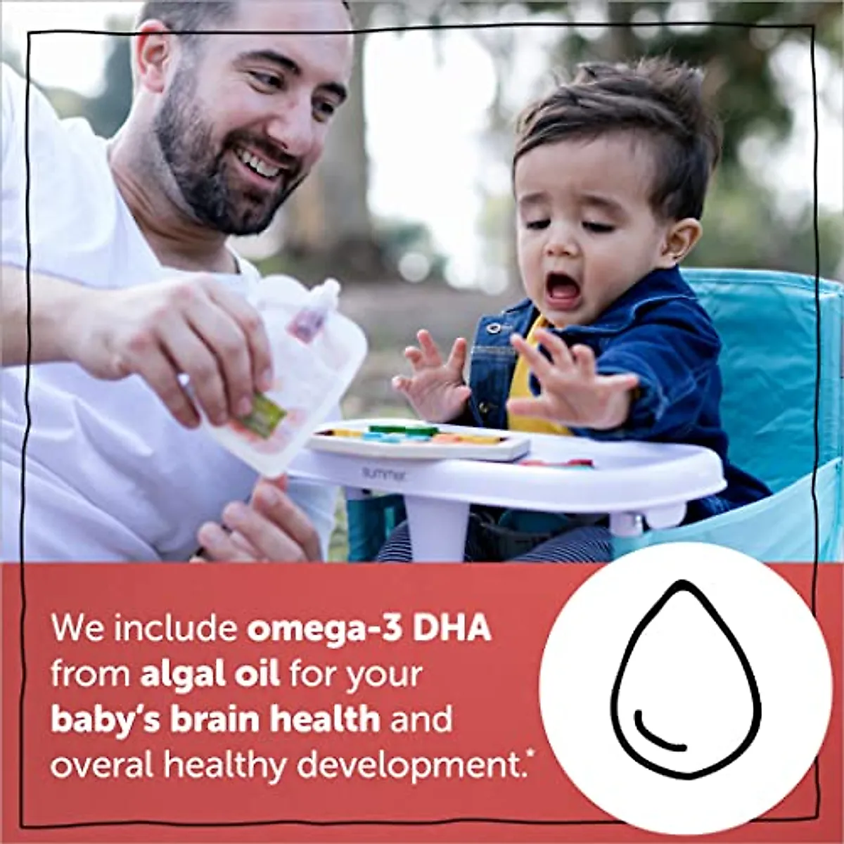 SmartyPants Baby Multi&DHA Supplement:Liquid Multivitamin with Vitamin D3, C,Vitamin B6,Biotin,Choline & Lutein, for Infants 6-24 Months,Gluten Free,Natural Fruit Flavor,30 Servings(Package May Vary)