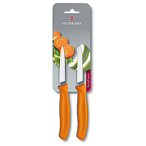 Victorinox Swiss Classic 2 Piece Paring Knife Set Straight Edge Pointed Tip - Orange