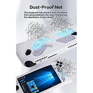 Silicone Case for ROG Ally, Protective Case for ROG Ally with Tempered Glass Screen Protectors, Dust-Proof Net, Joystick Protectors and 3.1 Adapter - White