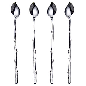 HISSF Long Handle Spoons, Iced Tea Spoons, 18/10 Stainless Steel Stirring Spoons, 4pcs Leaf Spoons, 8.66-inches