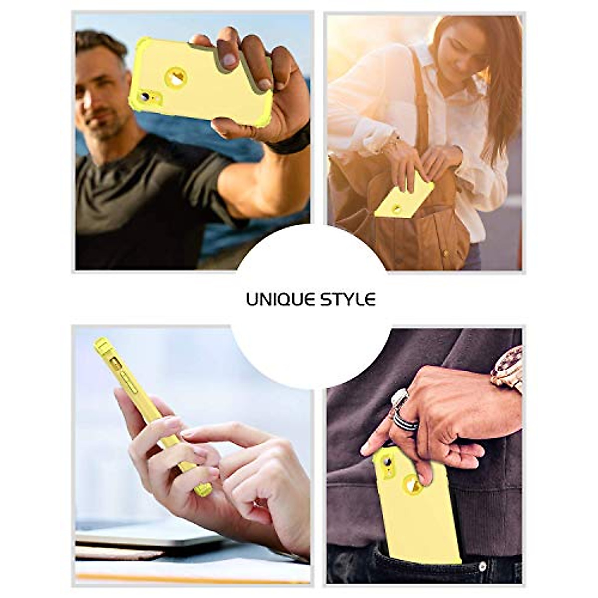 BENTOBEN iPhone XR Case, iPhone XR Phone Case, 3 in 1 Heavy Duty Rugged Hybrid Solid Hard PC Cover Soft Silicone Bumper Impact Resistant Shockproof Protective Case for Apple iPhone XR, Yellow Lemon