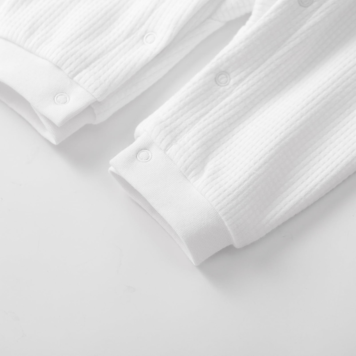 pureborn Unisex Baby Boys Girls Jumpsuit Long Sleeve Cotton Baptism Outfit One-Piece Christening Romper Waffle White 12-18 Months