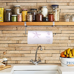 Numola Paper Towel Holder, Hanger Paper Rolls Rack Under Cabinets Less Than 1.4", Double Support Paper Towel Hook for Kitchen/Bathroom/Toilet/Pantry with 8 Anti-Skid Silicone Strips