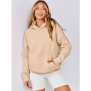 ANRABESS Women Hoodies Oversized Fleece Long Sleeve Comfy Casual Basic Pullover Sweatshirts 2025 Fall Outfits Sweater Dark Apricot Medium