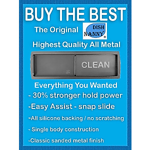 Metal Dishwasher Magnet Clean Dirty Sign in Stainless Steel - Unique and Stylish Look (Silver w/Black Lettering)