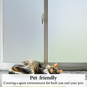 DUOFIRE Window Privacy Film Natural Frosted Glass Window Film Static Cling No Glue Anti-UV Window Cling Privacy Film Non Adhesive for Office Meeting Room Bathroom Living Room 17.4in. x 78.7in. S001