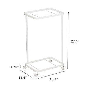 Yamazaki Home Laundry Basket Wagon-Large Storage Hamper Organizer | Steel + Wood | Short | Rolling Carts, White