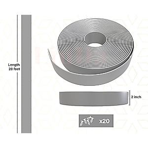 2" x20' ft Vinyl Straps for Patio Chairs Repair Outdoor Lawn Furniture Strapping Matte Finish (Gray) + 20 Free Rivets!