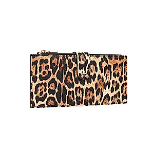 Daisy Rose Women’s Multi-Card Wallet - PU Vegan Leather Wallet for Women, RFID Blocking, Large Capacity With Zipper Pockets - Leopard