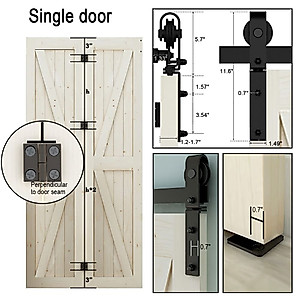 LTIYITL 4FT Bi-Folding Sliding Barn Door Hardware,Smoothly and Quietly-Heavy Duty -Simple and Easy to Install for 2 Doors Hardware Kit,Basic J[No Door ]