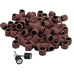 Dophee 100Pcs Sanding Drum 1/2(inch) 80 Grit Sand Bands Shank Rotary Tool Kit with 2Pcs Mandrels