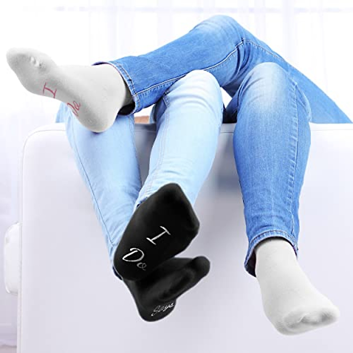 Monkey Stix Wedding Gift Socks Bride Dress Bachelorette Gifts, Novelty Wedding Accessories Groom Gift Bridal Shower Newlyweds Engagement Party 2 Pairs Mr. Mrs.