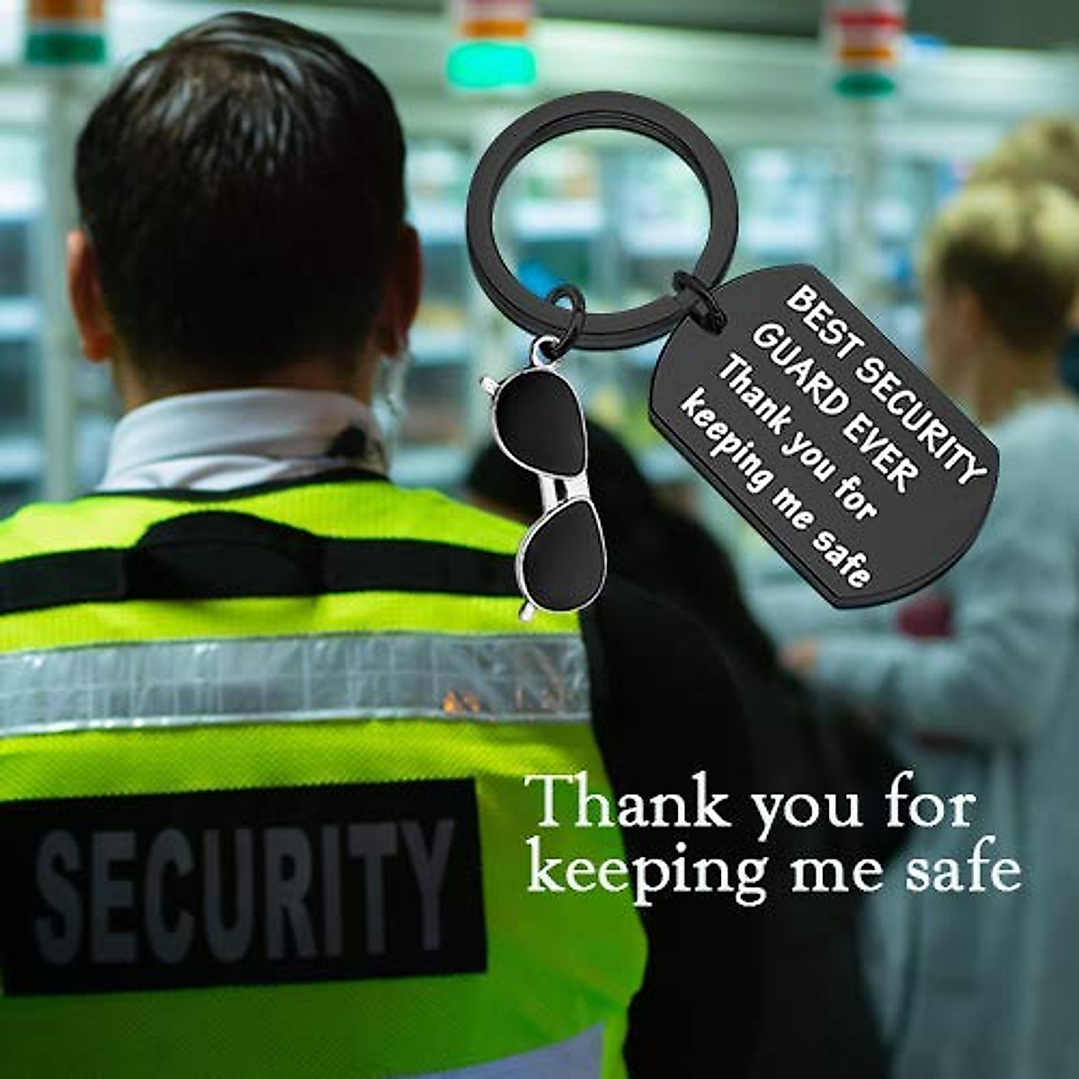 MAOFAED Security Guard Gift Thanks For Keeping Me Safe Security Guard Appreciation Thank You Gift (security guard black)