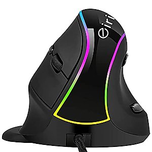 eirix Wired Ergonomic Vertical Mouse: RGB Backlit Ergo Mice with 3200 Adjustable DPI, Removable Palm Rest, Compatible with Windows and MAC OS