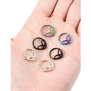 Kadogohno 16G Septum Ring (6 Pcs Hoop Rings) - 316L Stainless Steel, Clicker Closure, Multiple Colors, Inner Diameter 10mm, for Ear and Nose Piercing