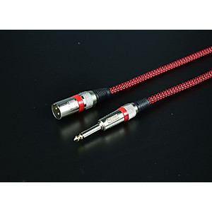 10FT Unbalanced 1/4 inches TS Male to XLR Male Mono Cable, Luterra Quarter Inch to 3pin XLRm Audio Cord, OFC Shield, Nylon Braided, for Mixer/Keyboard/Electronic Drum, 2Pack, KRUS-TS-XLRM-3MX2