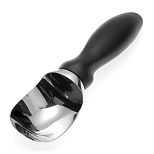 Spring Chef Ice Cream Scoop - Heavy Duty 18/8 Stainless Steel with Soft Grip Handle, Professional Sturdy Ice Cream Scooper, Premium Kitchen Tool for Cookie Dough, Gelato, Sorbet, Melon, Black