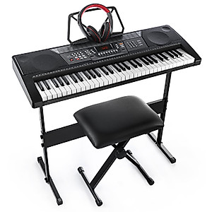 Joy 61-Key Standard Music Keyboard Kit Including USB Music Player Function, Bundle with Headphone, Stand, Stool, Power Supply (JK-66M Kit)