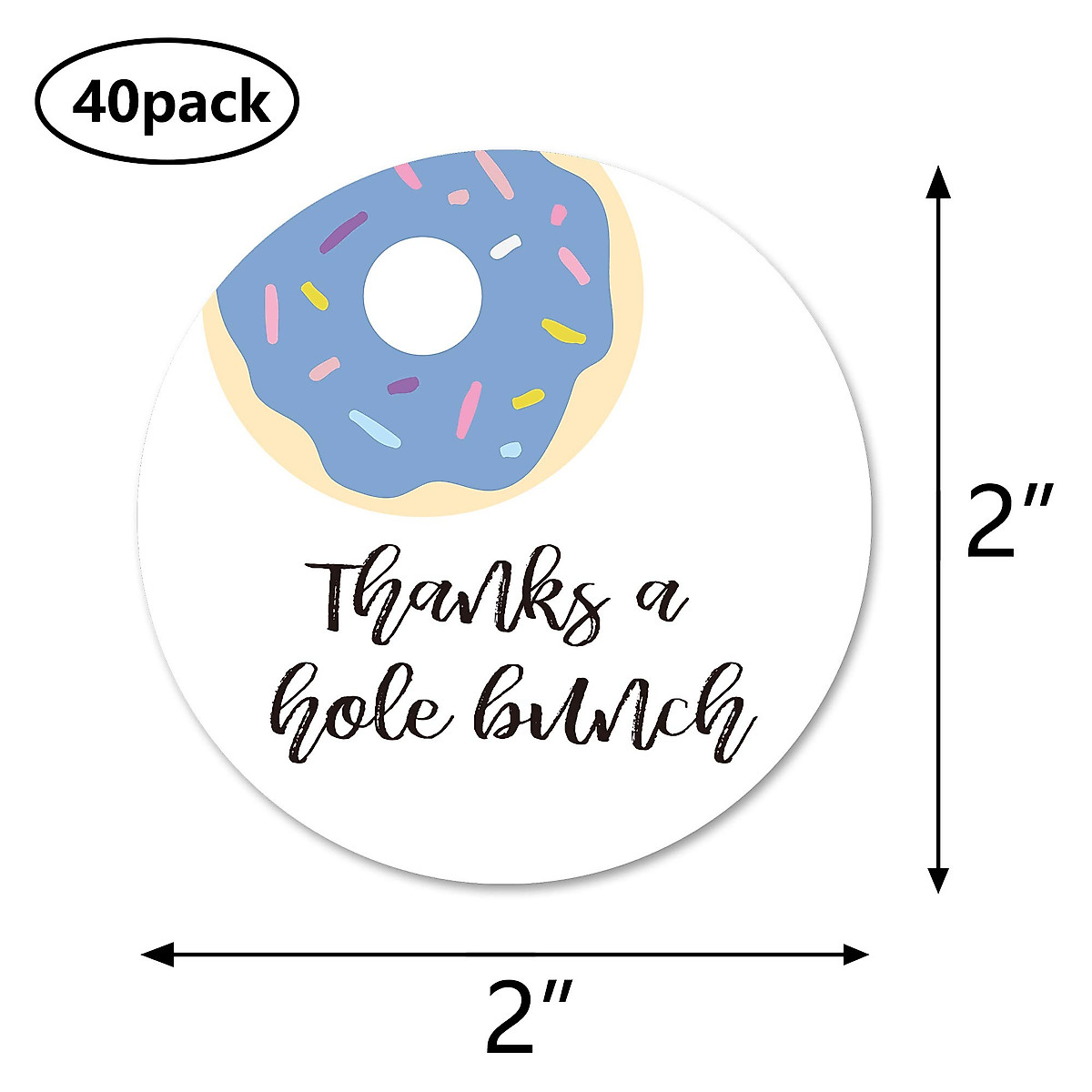 Blue Donut Thank You Stickers, Boy Baby Shower or Birthday Party Thanks a Hole Bunch Sticker Labels