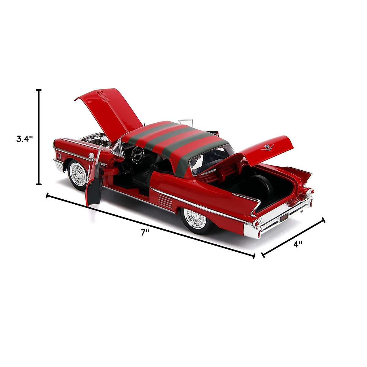 Jada Toys 1:24 Nightmare - '57 Cadillac W/Figure, Red, Standard, 26066